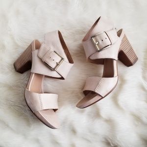 Clarks | Shoes | Clarks Leather Mod Block Heel Buckle Sandal | Poshmark